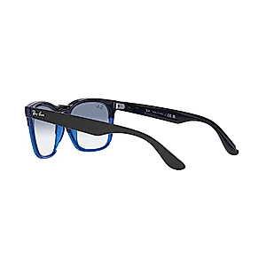 Ray-Ban RB4487 Steve Square Sunglasses, Black on Transparent Blue/Clear Gradient Light Blue, 54 mm