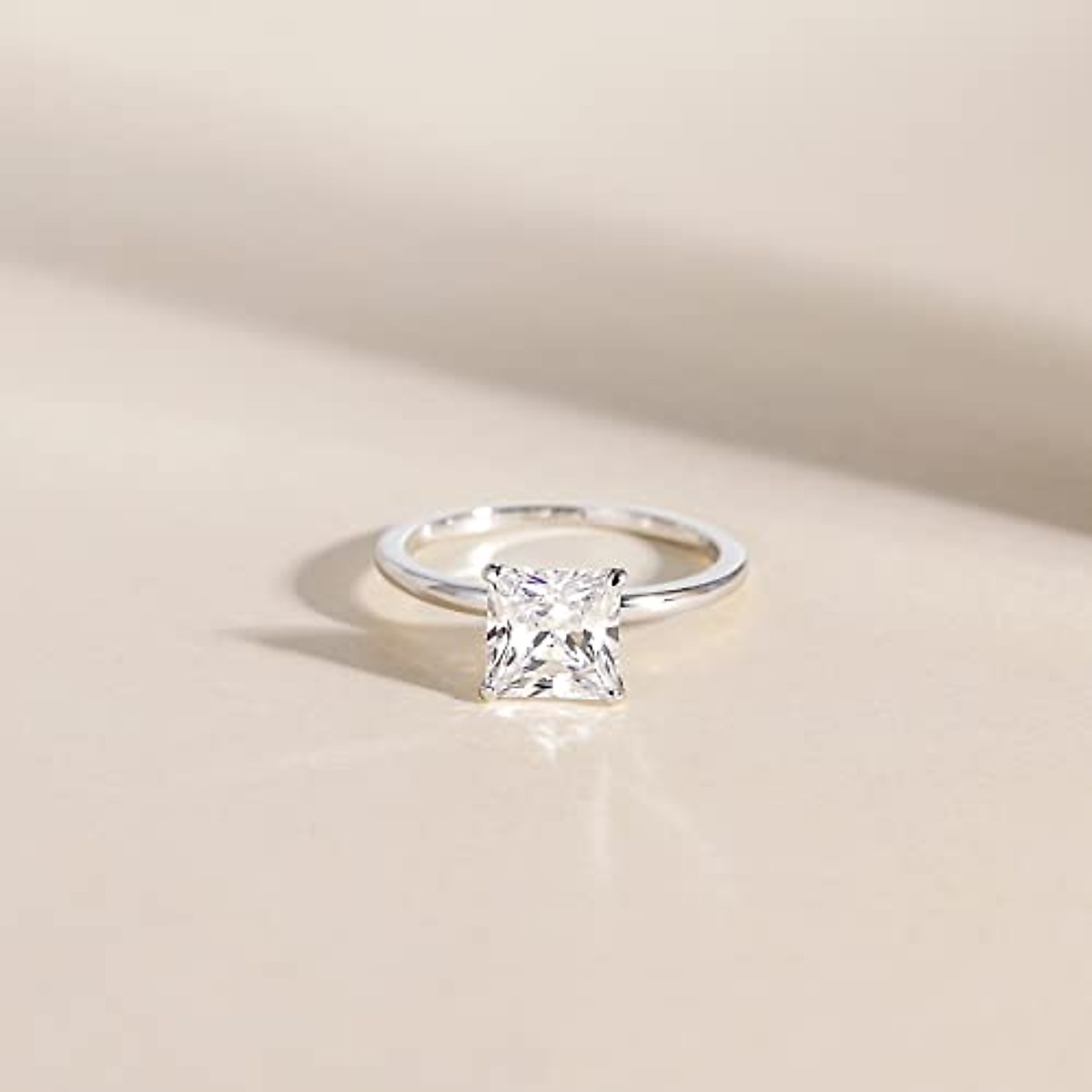 EAMTI 2CT 925 Sterling Silver Engagement Rings Princess Cut Cubic Zirconia CZ Wedding Promise Rings for Her Stunning Wedding Bands for Women Size 6