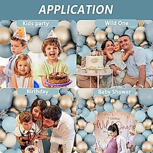 18Inch Boho Dusty Baby Blue Balloons Balloon Arch Garland Kit, Dusty Slate Fog Baby Blue Balloons for Boy Boho Baby Shower Bridal Shower Birthday Party Decorations for Boy Men