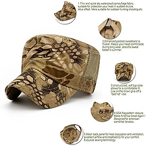 Loneshark Camo Army Cap Cadet Army Cap Basic Everyday Military Style Hat Men Women's Military Cadet Cap Hat US Military Cadet Hat Patrol Hat Rank OCP Cadet Cap Waterproof Adjustable Desert Highland