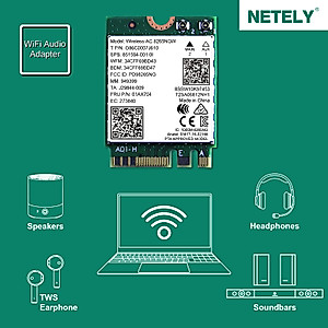 NETELY Wireless-AC 8265NGW Wireless-AC 1200Mbps NGFF M2 Interface WiFi Adapter with Bluetooth 4.2 for Laptop PCs, 2.4GHz 300Mbps & 5GHz 867Mbps Wireless Network Card (Wireless-AC 8265NGW)