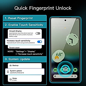 JETech Screen Protector for Google Pixel 6a 6.1-Inch, Fingerprint Compatible, Tempered Glass Film, HD Clear, 3-Pack