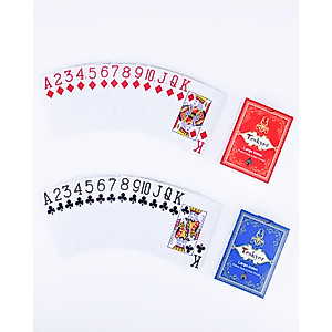 Teskyer 2 Pack Large Print Playing Cards, Poker Size Large Index Deck of Cards, Linen Finish Surface, Pattern A