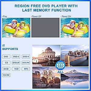 NAVISKAUTO 10.1'' DVD Player for Car with HDMI Input Wall Charger Headphone, Car DVD Player with Headrest Mount Support 1080P Video, MP4, USB/SD Card, AV in & AV Out, Region Free, Last Memory