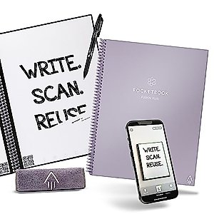 Rocketbook Smart Reusable Notebook, Fusion Plus Letter Size Spiral Notebook & Planner, Lilac, (8.5" x 11")