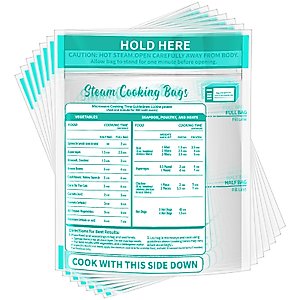 Resurhang 100 Pack Zipper Microwave Steam Bags Reusable Steam Cooking Bags for Vegetables Potatoes and Meat