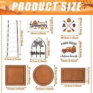 Bokon 30 Pcs Tiered Tray Decor Set for Christmas Winter Interchangeable Farmhouse Tiered Tray Decorations with Wood Frames Thanksgiving Halloween Fall Seasonal Wooden Sign for Holiday Table Home Decor