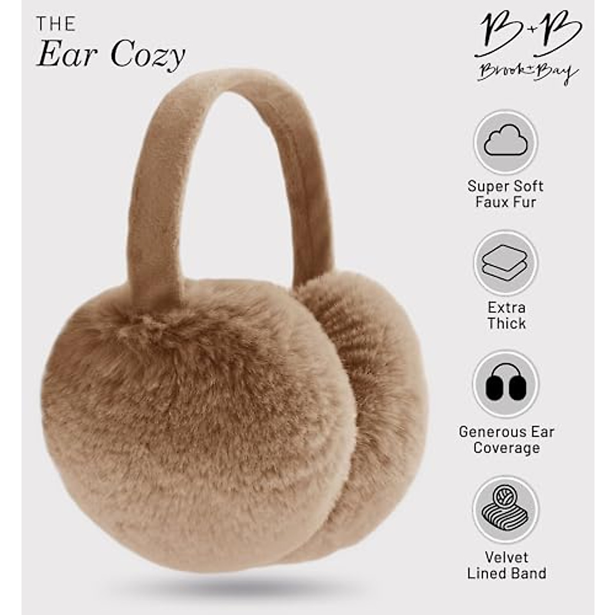 Brook + Bay Fleece Ear Muffs - Cozy & Foldable Earmuffs - Winter Ear Warmers for Women - Soft & Warm Ear Muffs for Women