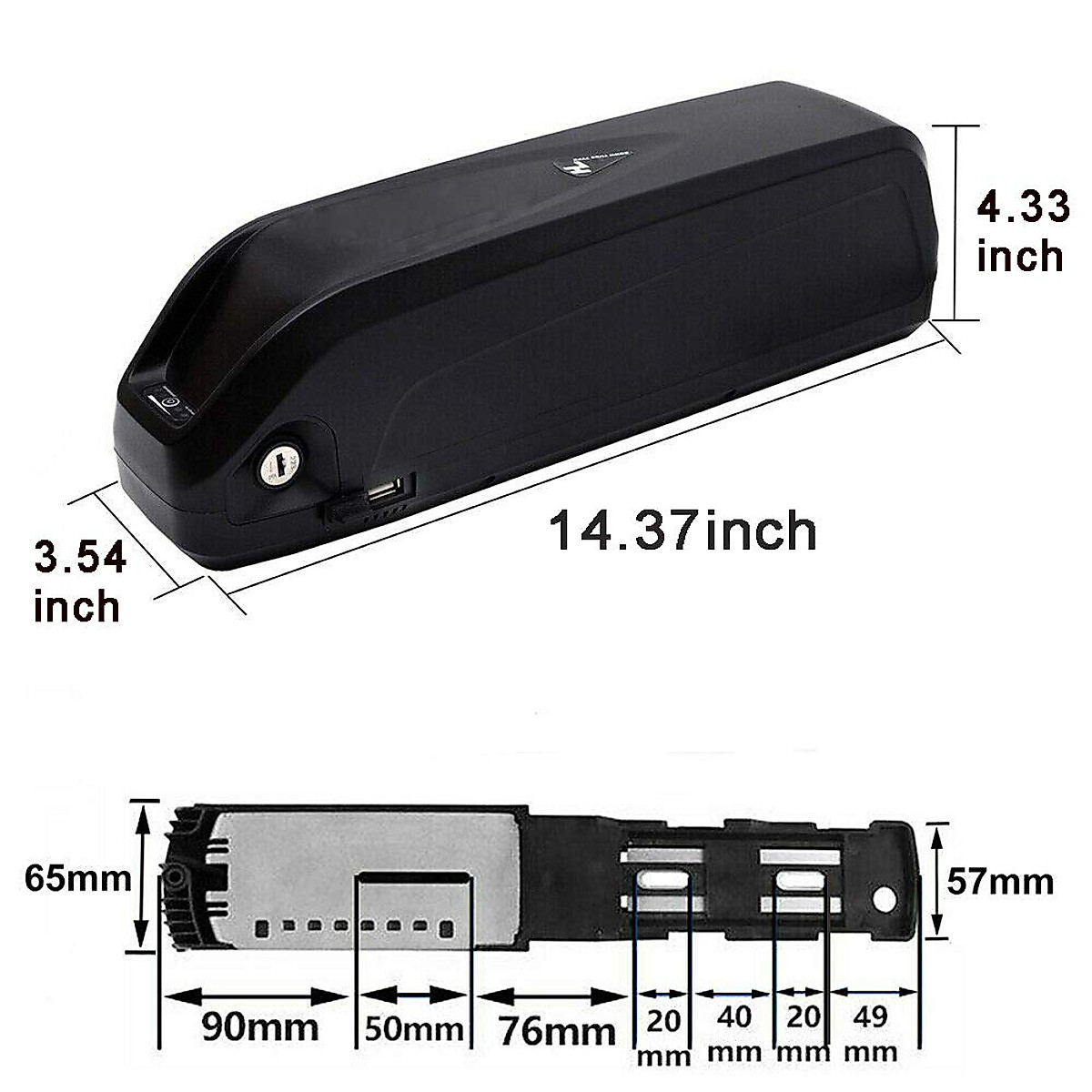Wallen Power 52V 13AH Electric Bicycle Battery, E-Bike Battery Lithium ion Battery Hailong with Charger, BMS Protection Board, USB Port for 1000W 750W 500W Motor Mountain Bicycle Conversion Kit
