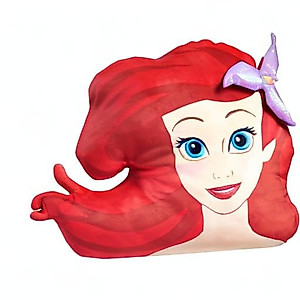Disney Princess Character Head 12.5-Inch Plushie Ariel, The Little Mermaid, Soft Pillow Buddy Toy for Kids, Kids Toys for Ages 3 Up by Just Play