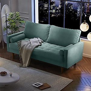 SILKIR Velvet Furniture for Small Spaces, Mid-Century Modern Loveseats for Living Room, Love Seat Couch Sofas, 70 Inches, Aqua Turquoise