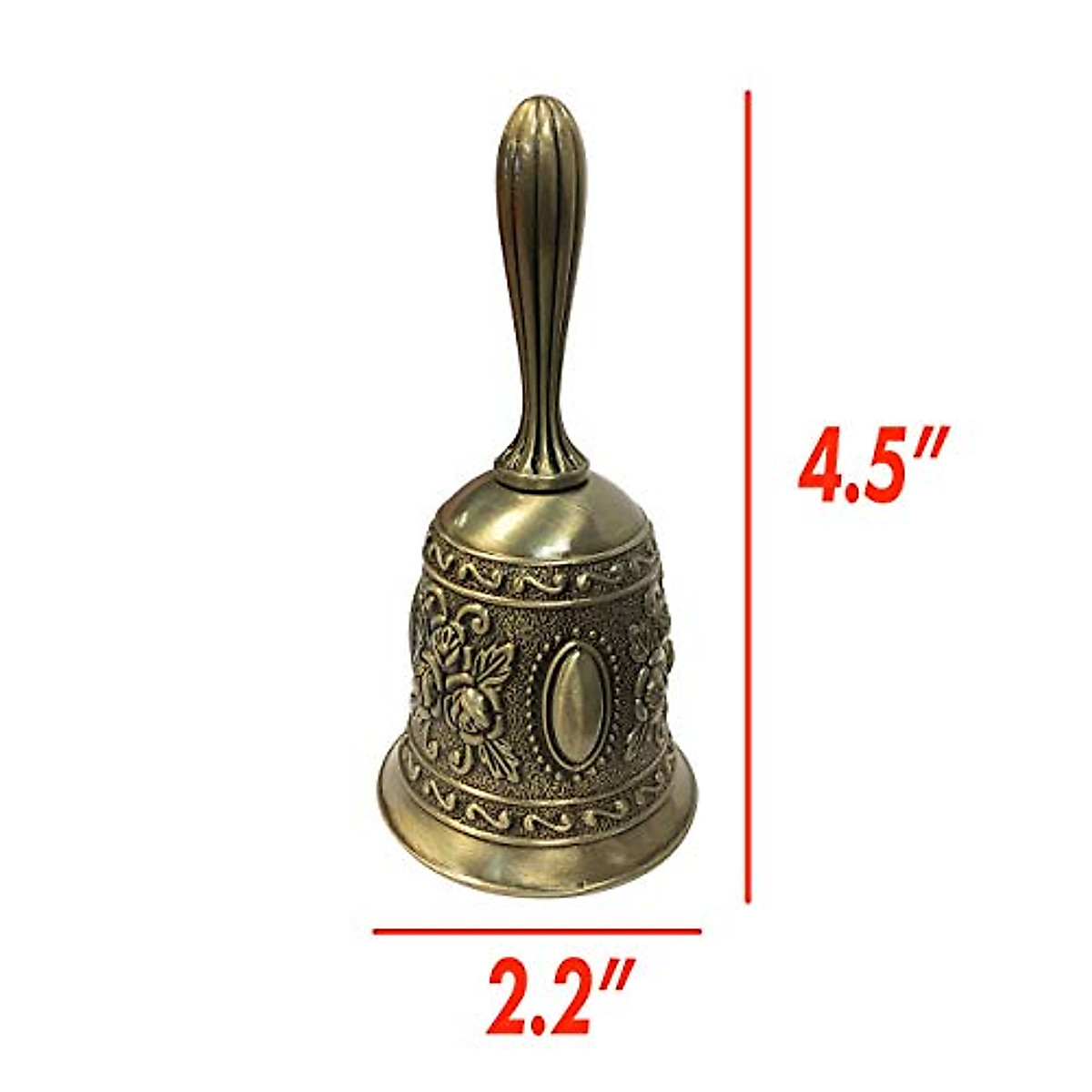 iFavor123 Ornate Hand Bell Intricately Embellished Multi-Purpose Call Bell (Bronze)
