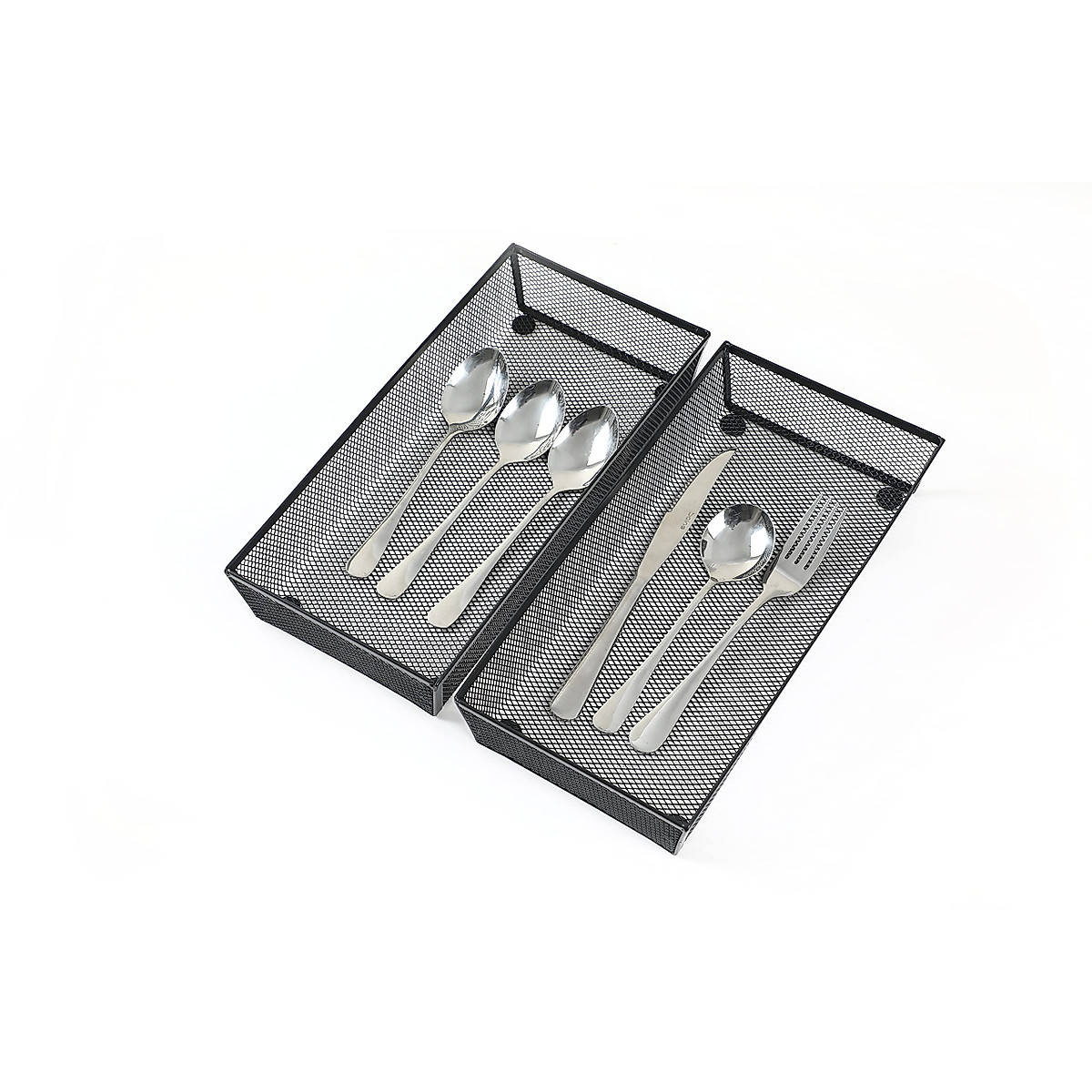 BYCY 3 Pack Mesh Flatware Drawer Organizer for Kitchen/Office/Home Tools,Spoon Knife Fork Organizers Box Utensil Tabletop Storage Tray (12 x 6 x 2 Inch)
