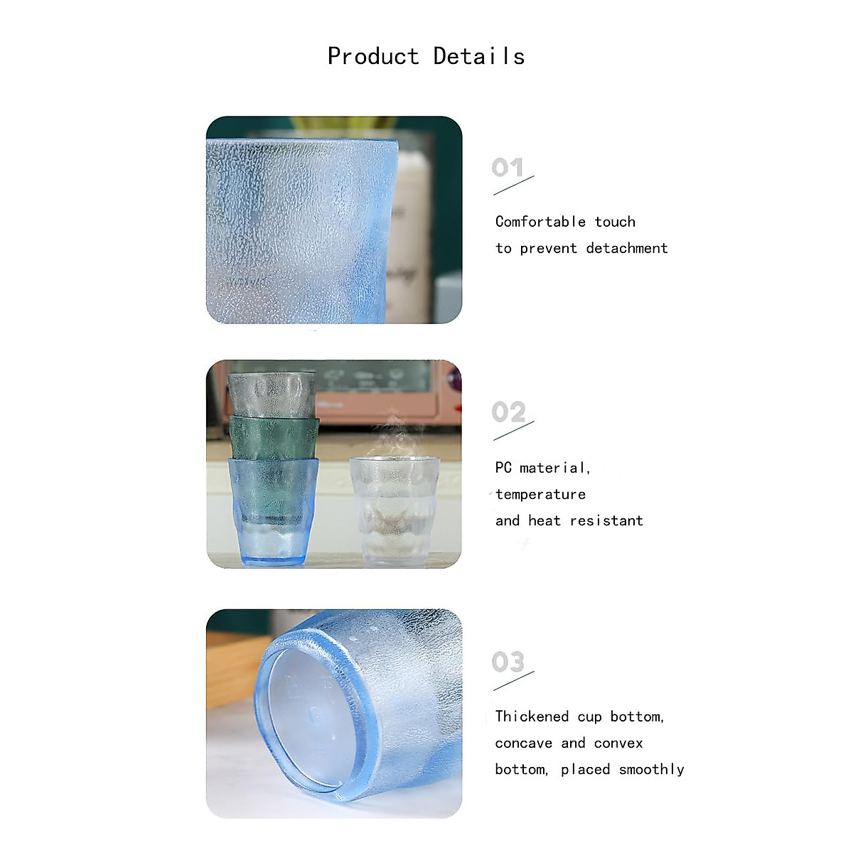 czmylzytt Set of 8 Acrylic Drinking Cups, 8 Oz Reusable Plastic Drinking Glasses, Juice Cups for Hot and Cold Drinks, BPA-Free, Drinking Cups Suitable for Party, Kitchen (Cups-Grey)