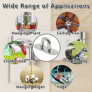 4 Pcs 3.1 Inch 304 Stainless Steel Ceiling Hooks Pad Eyes Plate Marine Hardware Hooks with Screws