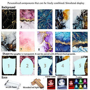 Tina&Co Customizable Award Plaque，Custom Award Plaque, Personalized Trophy Award,6 types of marble backgrounds, 5 shapes, 4 Base, with the option to add text or photos. (Award Plaque)