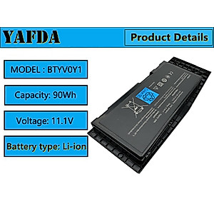 Yafda BTYV0Y1 Laptop Battery Replacement for Dell Alienware M17X R3 R4 C0C5M 0C0C5M 318-0397 7XC9N 05WP5W 5WP5W BTYVOY1