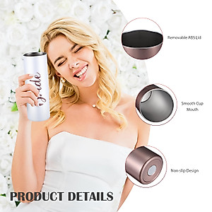 8 Pack Bridesmaid Skinny Tumbler 20 oz Bride Bridesmaid Wine Tumblers Stainless Steel Maid of Honor Champagne Flute Mugs Bridesmaid Proposal Gifts for Engagement Wedding Bachelorette Party Supplies