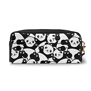 Cute Panda Cosmetic Bag for Women, PU Makeup Bag with Handle Strap Travel Waterproof Toiletry Bag Pencil Case