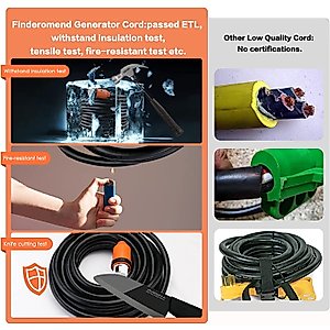 Finderomend 15 ft 50 Amp Generator Cord and Power Inlet Box Combo Kit,125/250 Volts,Generator Power Cord NEMA 14-50P to SS2-50R Extension Cord,for Home RV Backup Power Solution