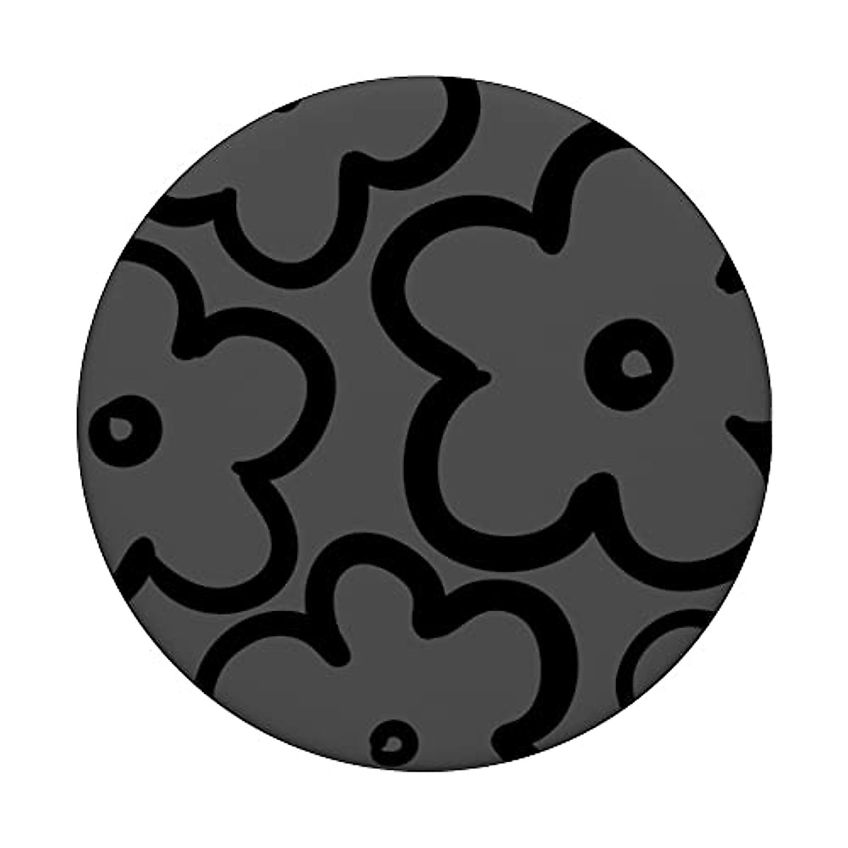 Cute Flower Pattern Wildflower Charcoal Grey Black Floral PopSockets Swappable PopGrip