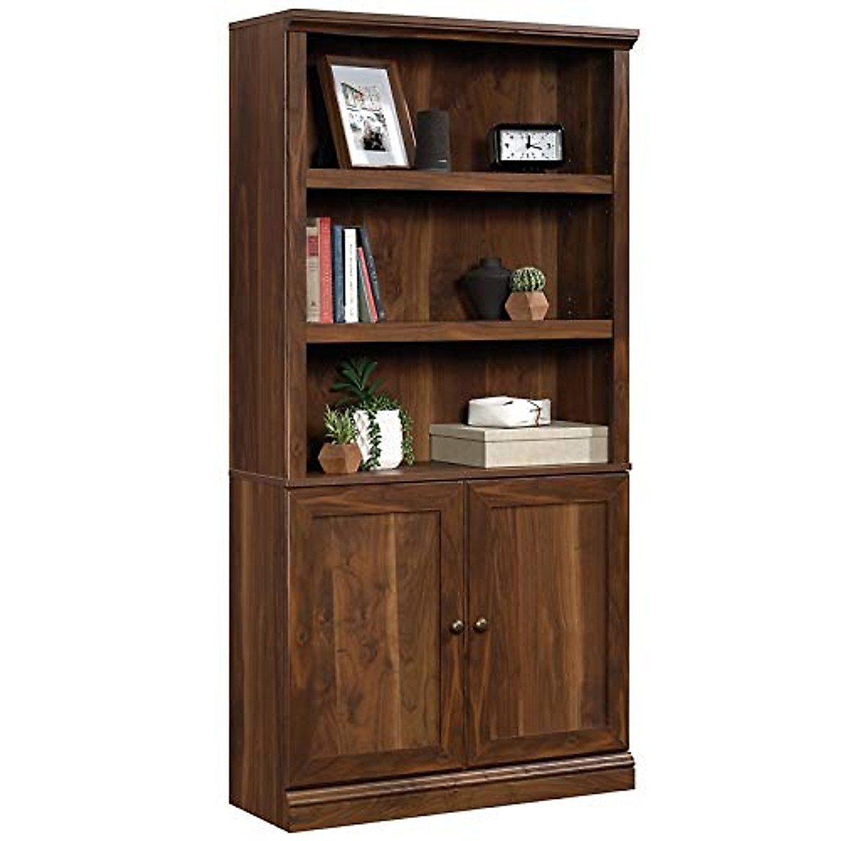 Sauder Misc Storage Engineered Wood Tall Wood Bookcase in Grand Walnut