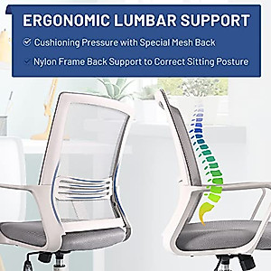 ZUNMOS Drafting Tall, Counter Office, High Standing, Ergonomic Mesh Computer Task Chair with Armrests and Adjustable Foot-Ring for Bar Height Desk, Grey