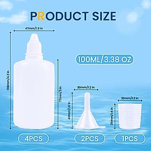 DHAIQC 4 Pcs 100ML Plastic Dropper Bottle, Plastic Empty Squeezable Eye Dropper Bottles Mini Squeeze Eye Liquid Dropper Bottle with Cap (100ml)