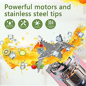 Fsinnsuzi Portable Blender, Personal Size Blender for Shakes and Smoothies with 6 Blades, 20 Oz Mini Blender Cup with Travel Lid and USB Rechargeable for Office, Gym, Kitchen (Pink)