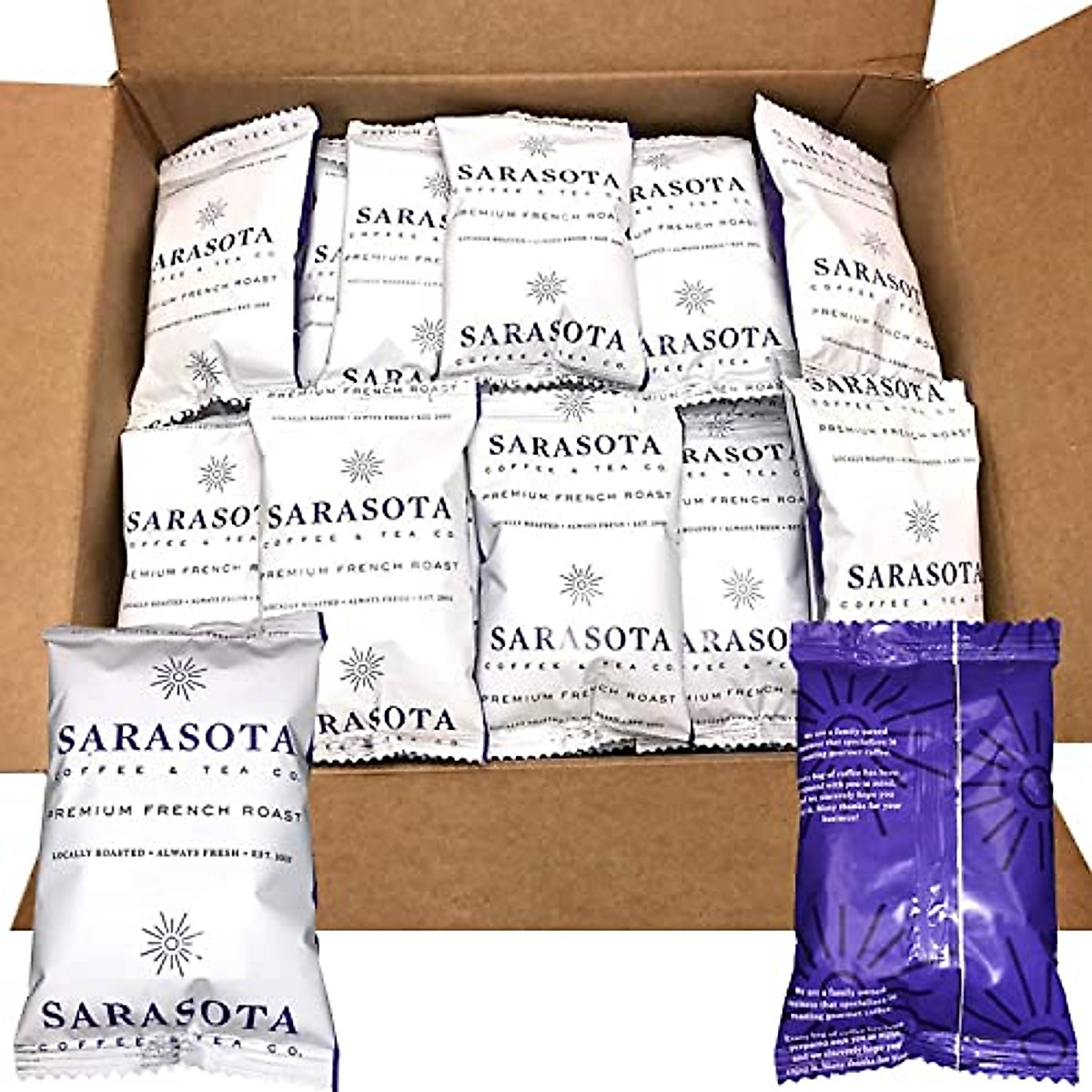 Sarasota Coffee & Tea Co. Signature Dark European 2.5 oz Coffee Packets, Gourmet Colombian Bulk Coffee, Office Coffee, 12 Cup Coffee Packs, Medium Roast, Single Pot Bags For Drip Coffee Makers, 36 Count