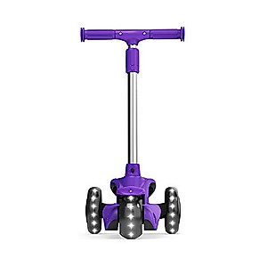 Jetson Scooters - Lumi 3 Wheel Kick Scooter (Purple) - Kids Three Wheel Push Scooter with Adjustable Height Handlebars - Ultra-Lightweight Design with High Visibility Light Up LEDs on Stem and Wheels