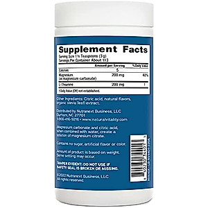 Natural Vitality Calm Mind, Magnesium Citrate + L-Theanine Powder, Supports a Healthy Response to Stress, Gluten Free & Vegetarian, Honey Chamomile, 12 Oz