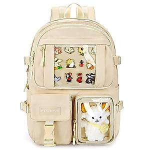 STEAMEDBUN Kawaii Backpack Cute Aesthetic Backpack for Girls,Ita Backpack with Inserts for School (without pins)