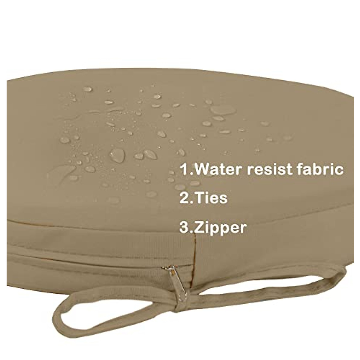 Loveboat Outdoor Bistro Chair Cushion Water Resistant Round Bar Stool Cushion 15 in Taupe