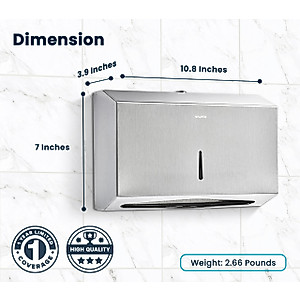 Alpine Commercial Paper Towel Dispenser Wall Mount for Multifold, Trifold & c Fold Paper Towel Holder - Stainless Steel Hand Towel Dispenser for Bathroom & Kitchen A