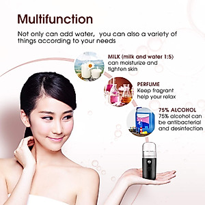 4 Pieces Nano Facial Sprayer Mini Facial Steamer Face Mist Steamer Mini Handy Mist Sprayer USB Rechargeable Nano Facial Mister for Daily Makeup (Black, Red, Blue, White)