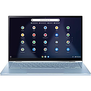 ASUS 2022 2-in-1 14" FHD Touchscreen Chromebook Laptop, Intel Core M3-8100Y Processor, 8GB RAM, 64GB eMMC Hard Drive, Backlit Keyboard, HD Webcam, Speakers, Chrome OS, Silver, 128GB Snowbell USB Card