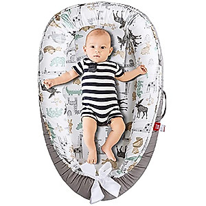 Go2bedroom Baby Lounger Cover Baby Nest Cover for Newborn Baby Co Sleeping Sleeper Breathable Baby Bed Cover for Traveling Infant Portable Crib Bassinet Thicken Ultra Soft Baby Nest (AA-Animals)