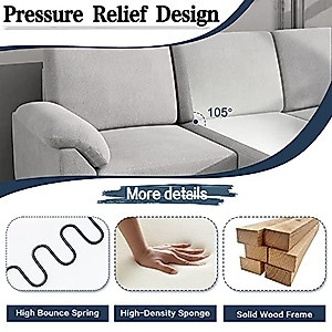 Meilocar Sofa Couch, 79" Sectional Convertible L Shaped Couch with Reversible Ottoman, 3-Seat Sofa Sectional with Removable Armrest for Living Room, Apartment, Small Space, Light Grey