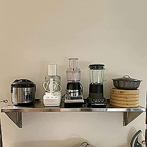 tonchean Metal Wall Shelf 48x12 Inch Stainless Steel Wall Mount Shelf Restaurant Commercial Kitchen Shelves Heavy Duty Shelving for Kitchen