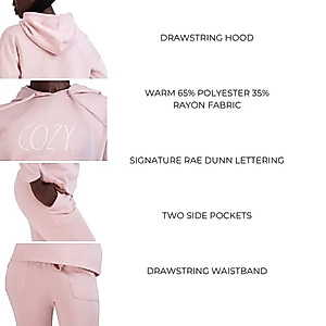 Rae Dunn Women's Matching Lounge Set with Pullover Long Sleeve Graphic Sweatshirt and Drawstring Sweatpants with Pockets 2 Piece, Pink Clay, Large
