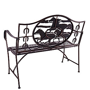Evergreen Distressed Bronze Wild Horses Garden Bench