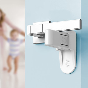 Childproof Door Lever Lock AOSITE 4 Pack Door Handle Lock 3M Adhesive Baby Safety Door Lever Locks for Toddlers Child Safety Locks for Doors Prevent Toddlers from Opening Doors No Tools Need or Drill