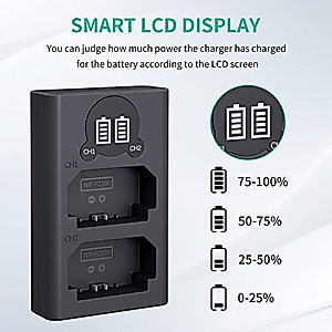 NP-FZ100 Camera Battery Charger, LP Dual USB Charger with LCD Display, Compatible with Sony A6600 A9 A9R A9S A9II A7C A7S A7SIII A7III A7RIII A7RIV A7IV Cameras, Charging Station for Sony NP-FZ100