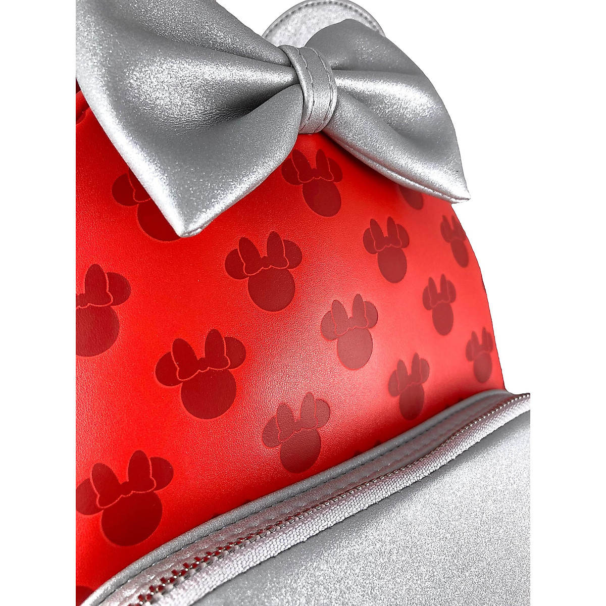 Loungefly Disney Minnie Mouse Red and Silver Womens Double Strap Shoulder Bag Purse