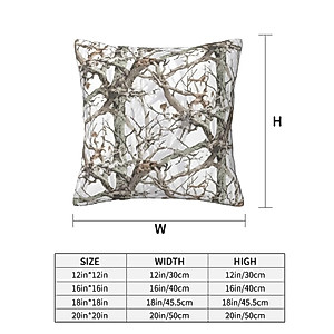 White Tree Camo Printed Pillow Covers Soft Throw Pillow Covers Cushion Pillow Covers Square Pillowcases Decorative Cushion Case for Sofa Couch