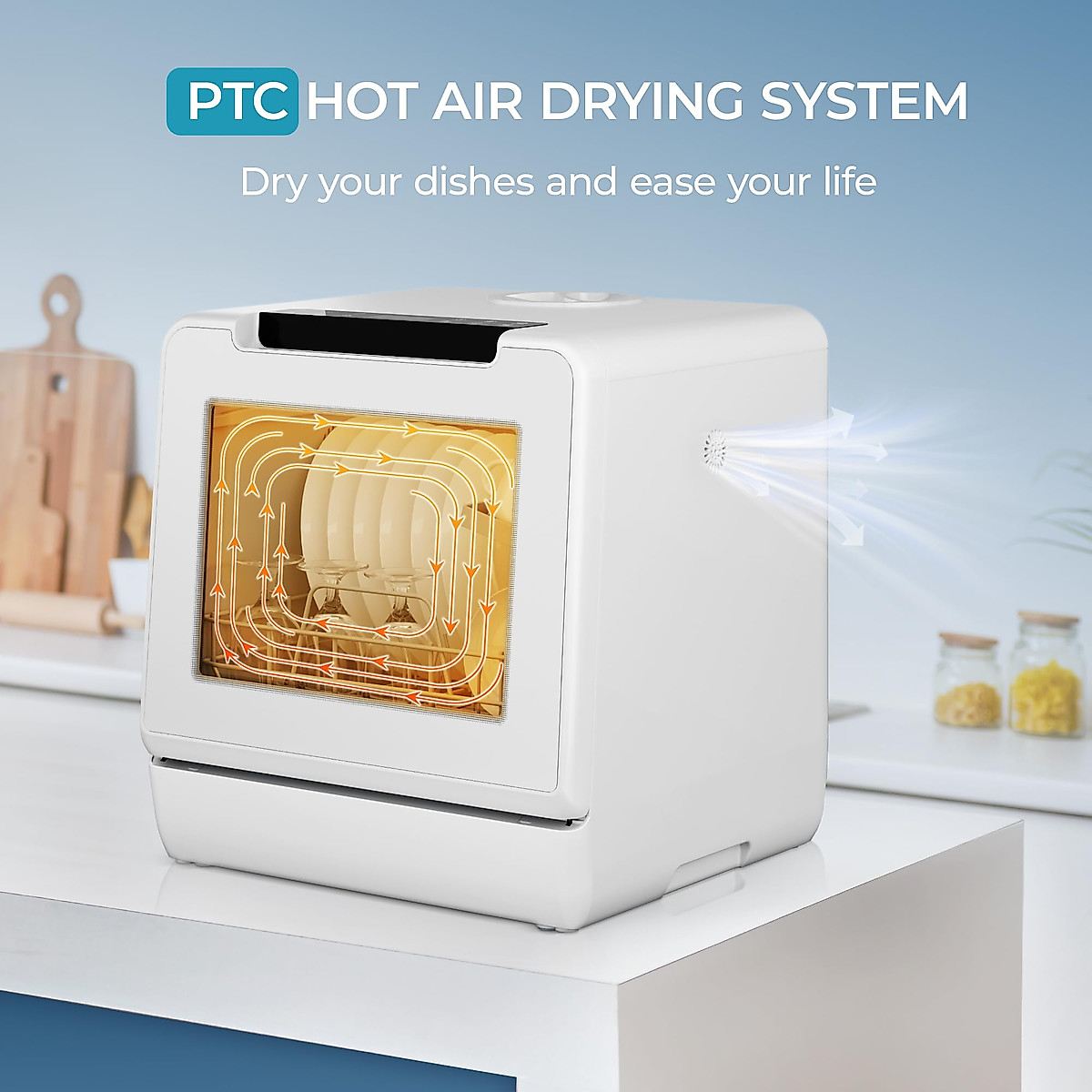 EUHOMY Portable Dishwasher Countertop, 8 Programs Dishwasher with 5L Built-in Water Tank and Drain Hose, Countertop Dishwasher No Hookup with 8 Modes with Self Clean & Baby Care, Dish Washer for RVs