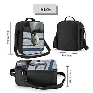 Cute Penguins Lunch Box Picnic Bags Animal Tote Insulated Portable Penguins Decor Container Meal Bag