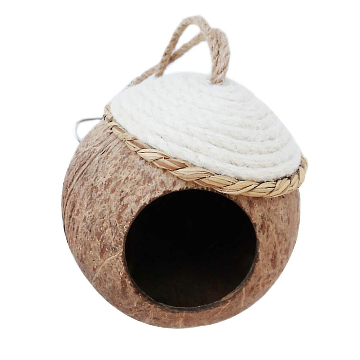 POPETPOP 1pc Coconut Bird Breeding Nest Small Pet Nest Bird House Mushroom Fish Tank Decor Parrot?House?? Small Pet Living House Coconut Shell Birds Nest Outdoor The Bird's Nest Cage Rope