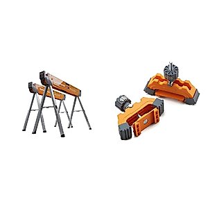 Bora Portamate Speedhorse Sawhorse Pair and BORA Track Clamps | Saw Guide Accessory Bundle for Woodworking